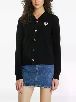 Play Comme Des Garcon Heart-patch V-neck Cardigan