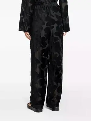 Loulou De Saison Velvet Voile Floral Motif Wide-leg Trousers - Black
