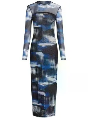 Karl Lagerfeld Glitch-print Mesh Maxi Dress