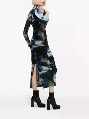 Karl Lagerfeld Glitch-print Mesh Maxi Dress