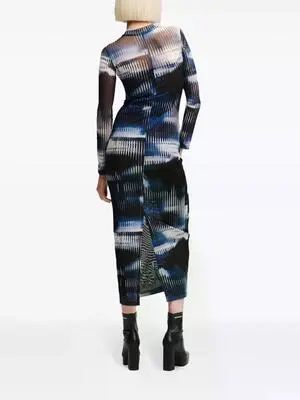 Karl Lagerfeld Glitch-print Mesh Maxi Dress