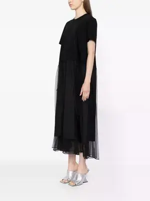 JNBY Cotton Blend Point D'esprit Tulle Jersey Dress