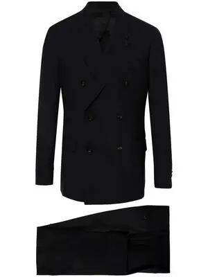 LARDINI Double-breasted Wool Suit - Blue
