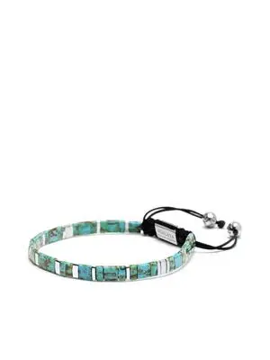 NIALAYA JEWELRY Logo Engraved Beaded Bracelet - Silver
