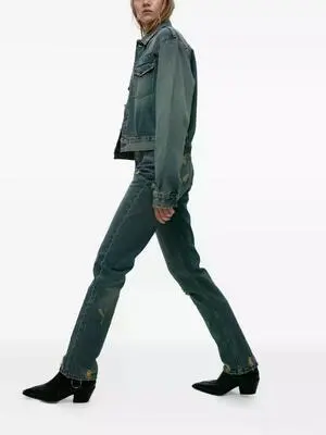 MAINLESS Distressed Frayed Hem Jeans