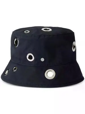 MAISON MICHEL Axel Eyelet-detail Bucket Hat - Blue
