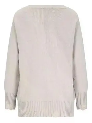 CANESSA Distressed Cashmere V-neck Sweater