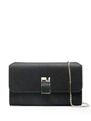 VALEXTRA Calf Leather Clutch With Chain Strap - Black