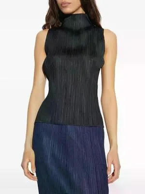 Issey Miyake Sleeveless High Neck Top - Black