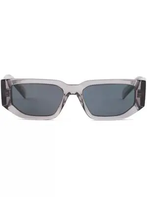 Prada Rectangle Frame Sunglasses With Triangle Logo - Grey