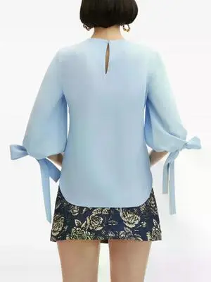 Oscar De La Renta English Rose Cut-out Georgette Blouse