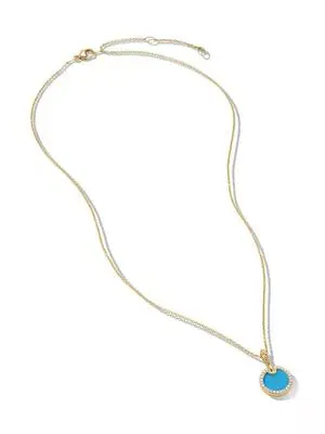 David Yurman 18kt Yellow Petite Dy Elements Turquoise Diamond Necklace
