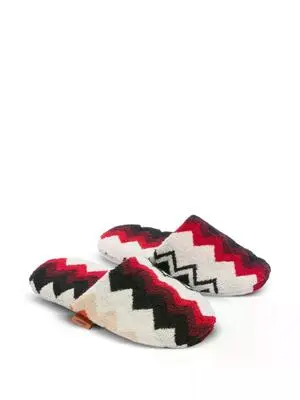 Missoni Chevron Patterned Plush Slippers - Red