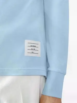 Thom Browne Three-stripe Long-sleeved Polo Shirt - Blue