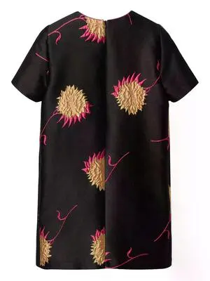 La DoubleJ Mini Swing Dress With Floral Print - Black
