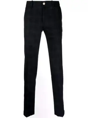 JACOB COHЁN Plaid Check Wool-blend Tapered Trousers - Blue