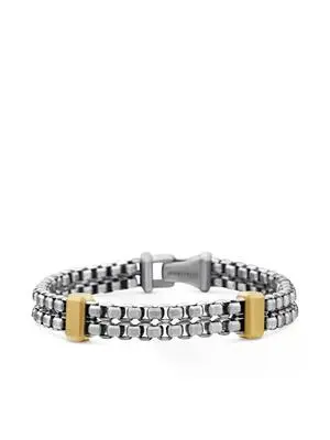 David Yurman Sterling Double Box Chain Bracelet With 18kt Yellow Gold Accents