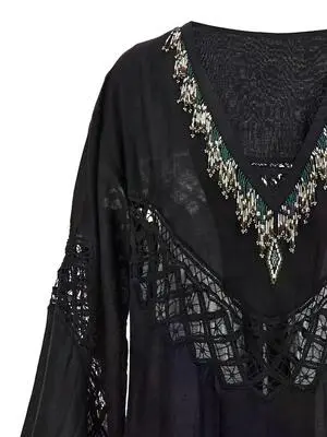 FORTELA Alice Maxi Dress With Bead And Lace Detailing - Black