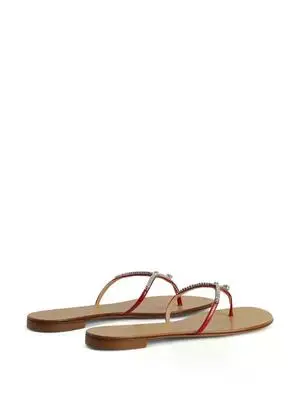 GIUSEPPE ZANOTTI Embellished Patent Thong Sandals - Red