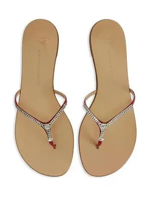 GIUSEPPE ZANOTTI Embellished Patent Thong Sandals - Red