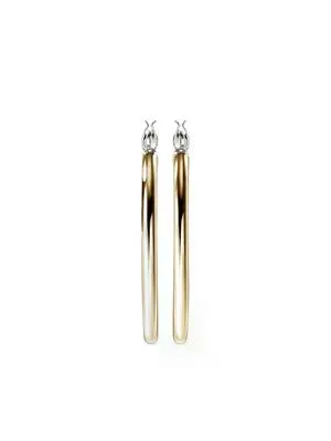 John Hardy 14kt Yellow Gold Essential Diamond Hoop Earrings - Silver