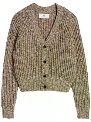 AMI Paris Ribbed Mélange Cardigan