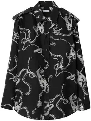 Burberry Knight Hardware Silk Shirt - Black