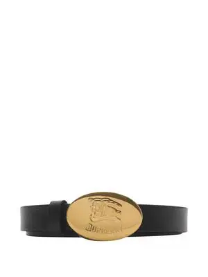 Burberry Reversible Leather Belt With Knight Stamp Buckle - Black