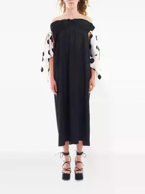PARLOR Vacation Midi Dress With Ruffled Detailing - Black