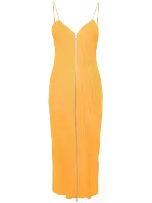 JIL SANDER Knitted Zip-up Maxi Dress - Orange