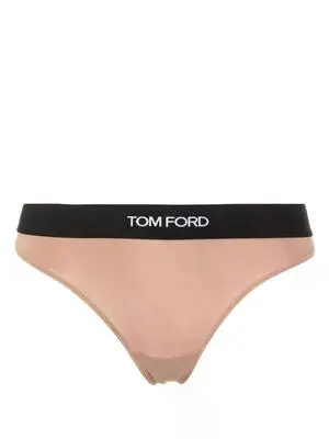 TOM FORD Logo-waistband Thong - Neutrals