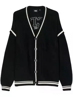 Gcds Logo-embroidered Cotton Cardigan - Black