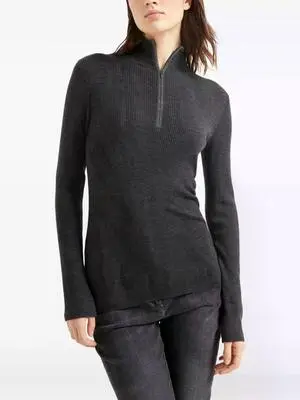 Brunello Cucinelli Ribbed Knit High Neck Zip Fastening Sweater - Grey