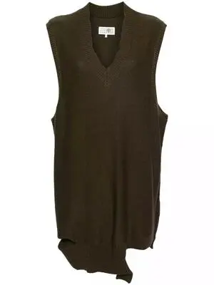 MAISON MARGIELA Khaki Virgin Wool Blend Knitted Minidress