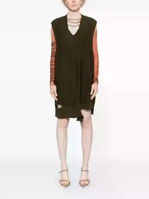 MAISON MARGIELA Khaki Virgin Wool Blend Knitted Minidress