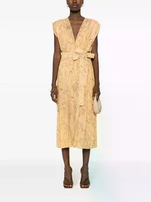 Fabiana Filippi Printed Georgette Pleated Dress - Yellow
