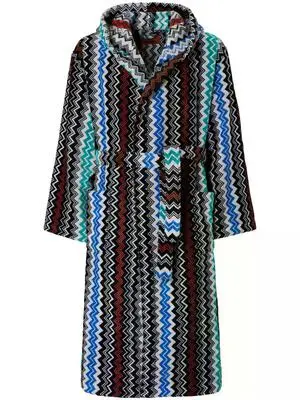 Missoni Chevron Cotton Terry Bathrobe - Blue