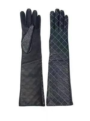 MANOKHI Diamond Quilted Leather Gloves - Blue