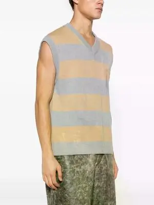 Moschino Patch Striped Virgin Wool Vest
