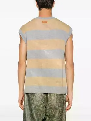 Moschino Patch Striped Virgin Wool Vest