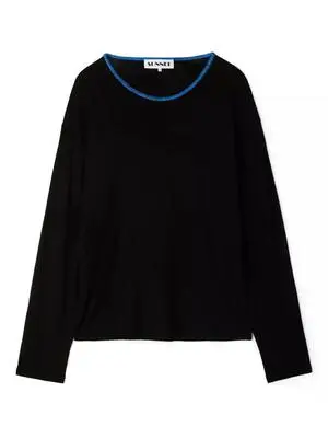 Sunnei Long-sleeve Crewneck Sweater With Embroidered Trim