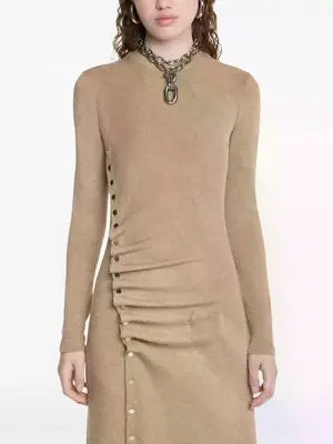 Rabanne Asymmetric Long-sleeve Dress