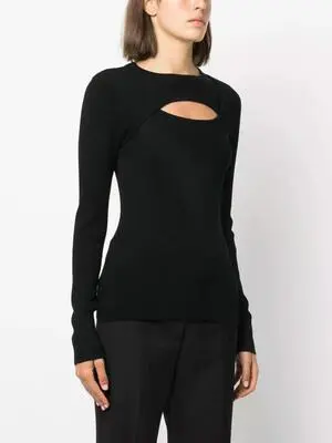 Diane Von Furstenberg Wool Blend Cut-out Long-sleeve Top