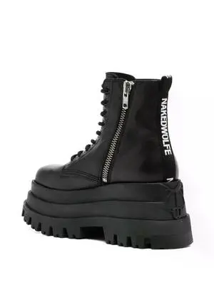 NAKED WOLFE Sloane Leather Square Toe Platform Boots