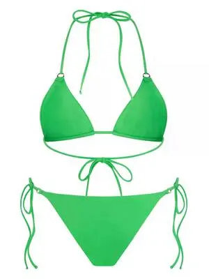 LET'S SWIM Side Tie-fastening Bikini Bottoms - Green