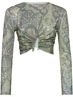 Philipp Plein Crystal Embellished Snakeskin Effect T-shirt - Neutrals