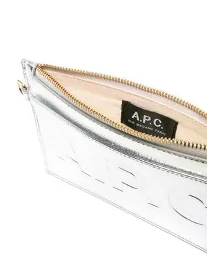 A.p.c. Metallic Leather Zip-up Clutch