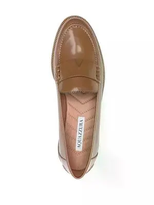 AQUAZZURA Patent Leather Loafers With Chain Detailing