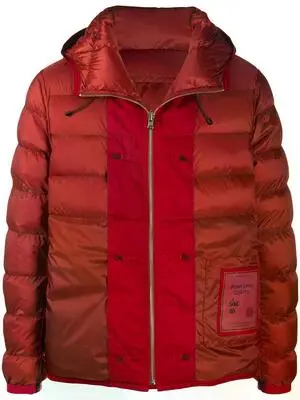 TEN C Hooded Down Puffer Jacket With Contrast Panels