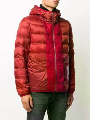 TEN C Hooded Down Puffer Jacket With Contrast Panels